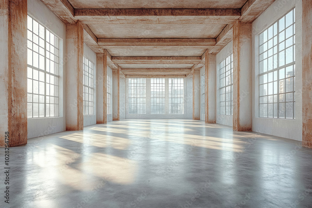 A vacant factory with raw, unfinished walls, wide open spaces, and ...