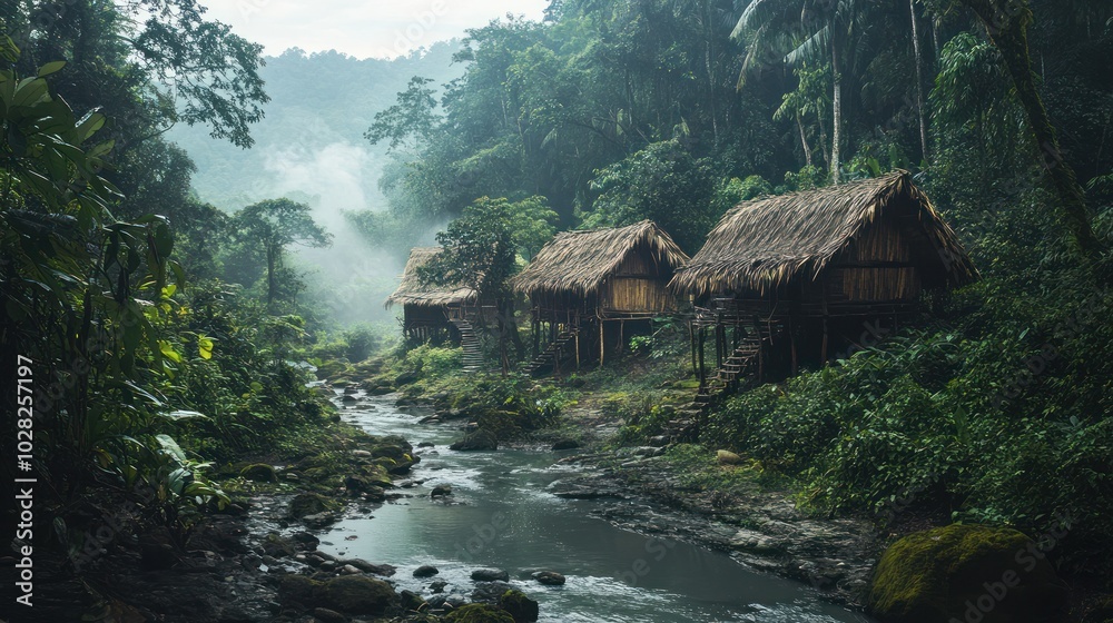 A rare Asian tribe living deep in the rainforests, their vibrant ...