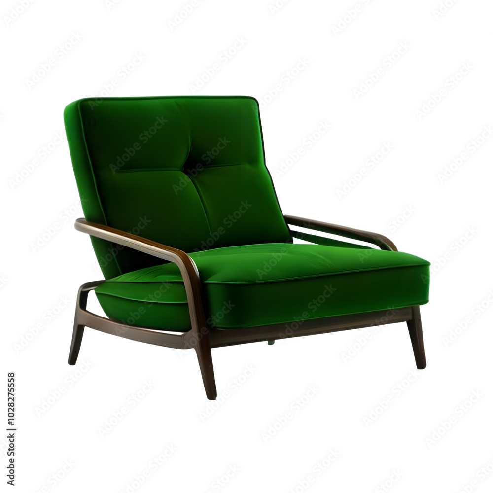 Isolated Emerald green lounge chair on a transparent background PNG, 3D ...