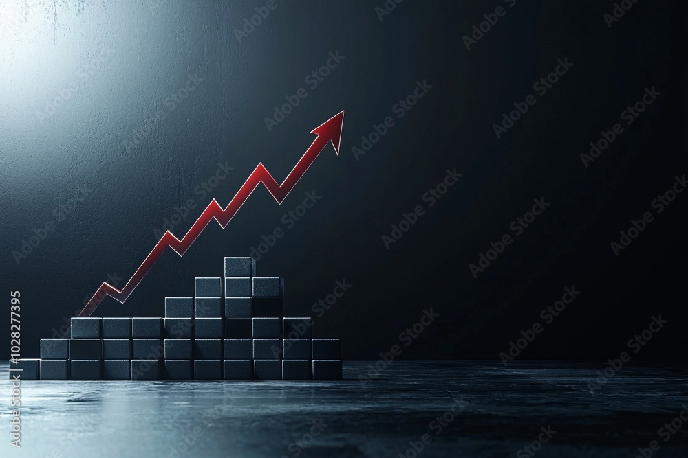 Interest rate symbol fading into darkness with a downward arrow ...