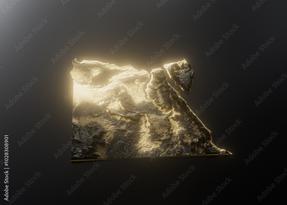 Egypt Map Golden Metallic Texture Map Gold Reserves And Gold Mining ...