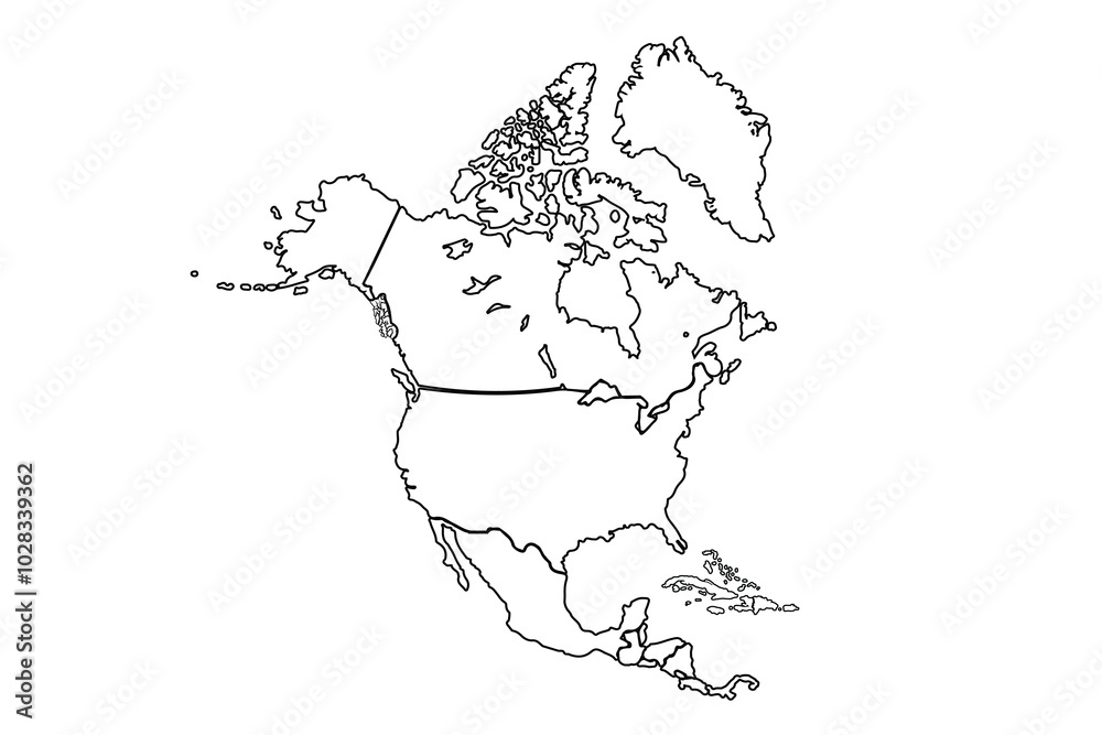 Political map of Caribbean and North American countries Canada, United ...