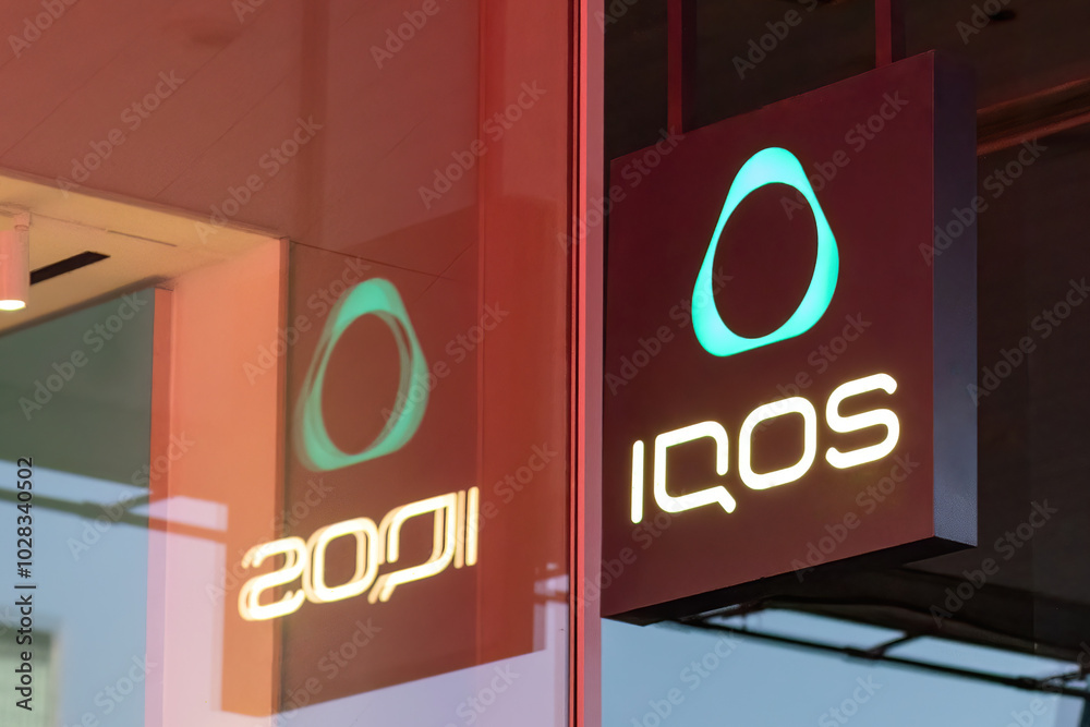 Photo Stock The IQOS logo, IQOS is a brand of heated tobacco products ...