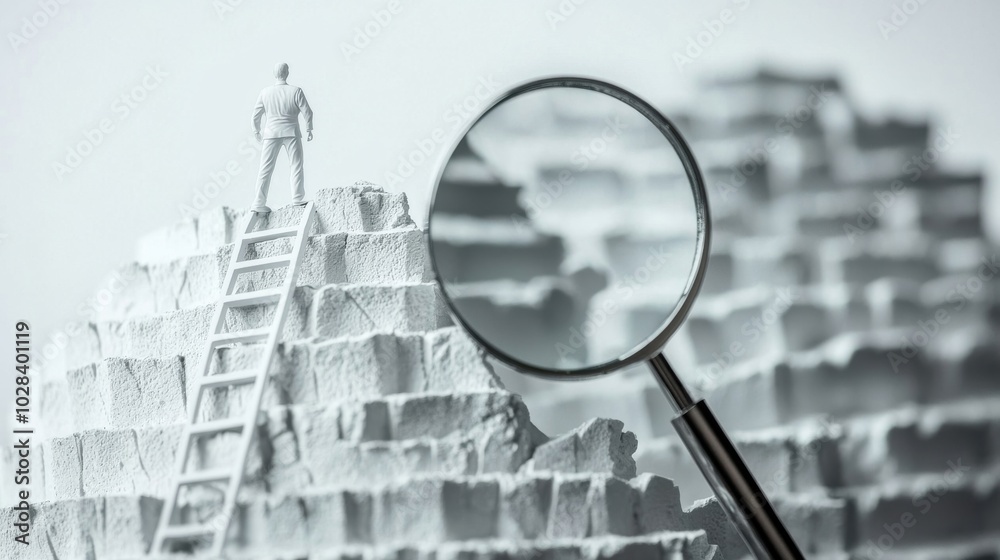 A fragmented ladder with missing rungs, and a person analyzing it with ...