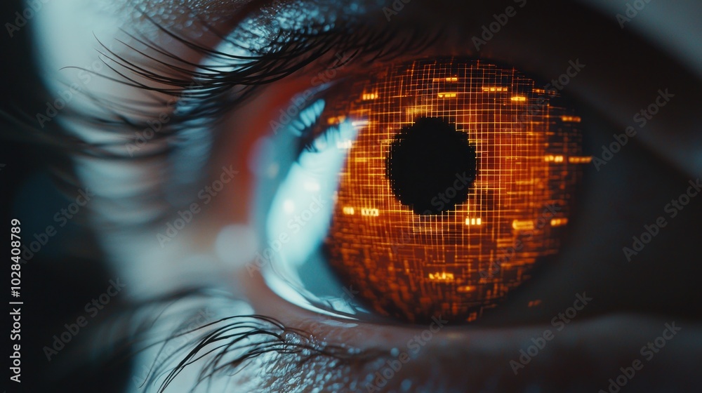 Cybersecurity Eye: Visualizing Biometric Data Protection with Glowing ...
