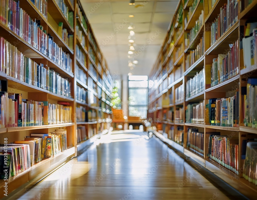 Library featuring rows of books, reading spaces, and educational ...