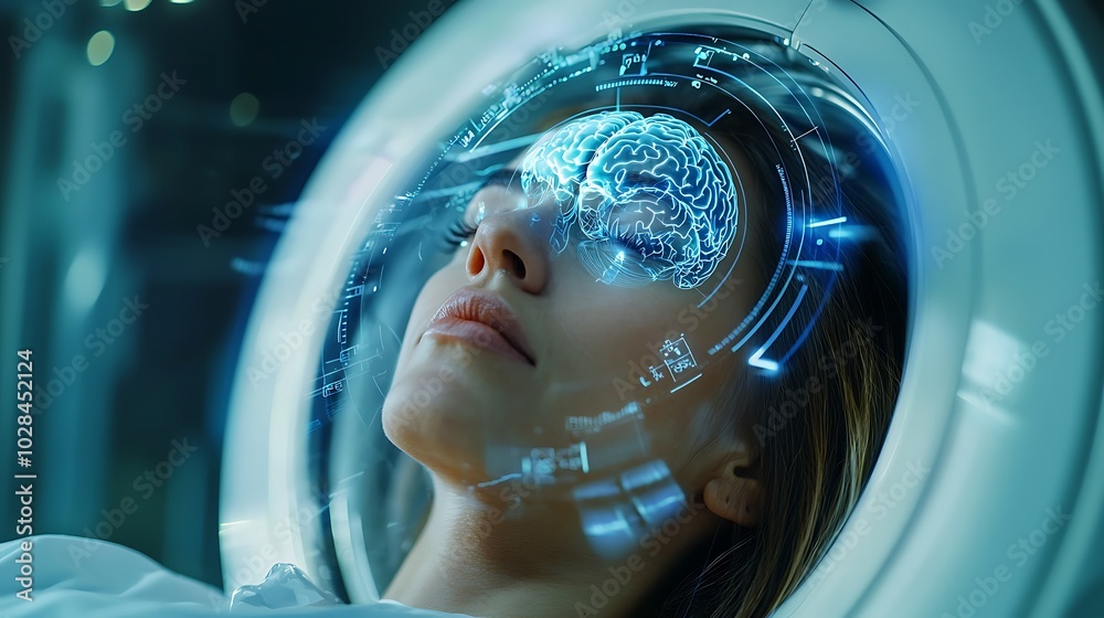 Medical lab scan of a female patient with AR effects showing vital ...