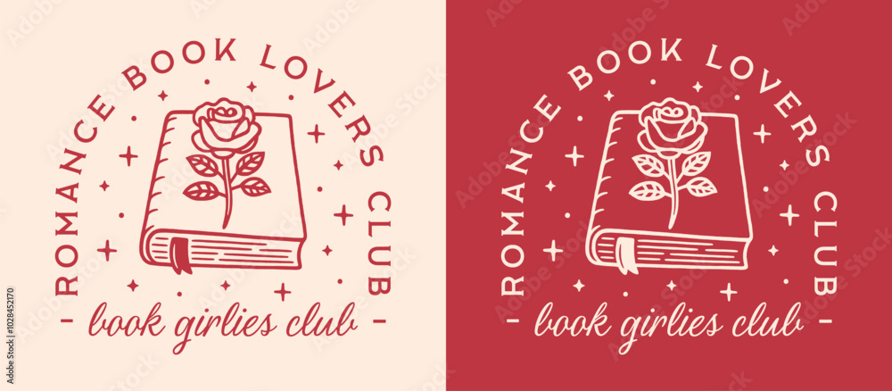 Romance book lovers girlies girls club badge logo reading group squad ...