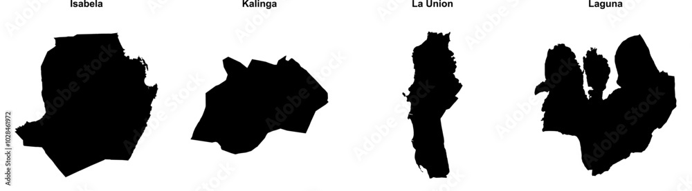 Isabela, Kalinga, La Union, Laguna outline maps Stock Vector | Adobe Stock