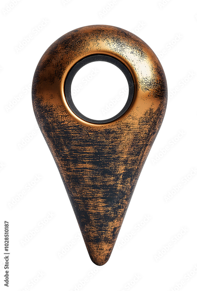 Rustic Bronze Geotag Icon with Distressed Texture on Transparent ...