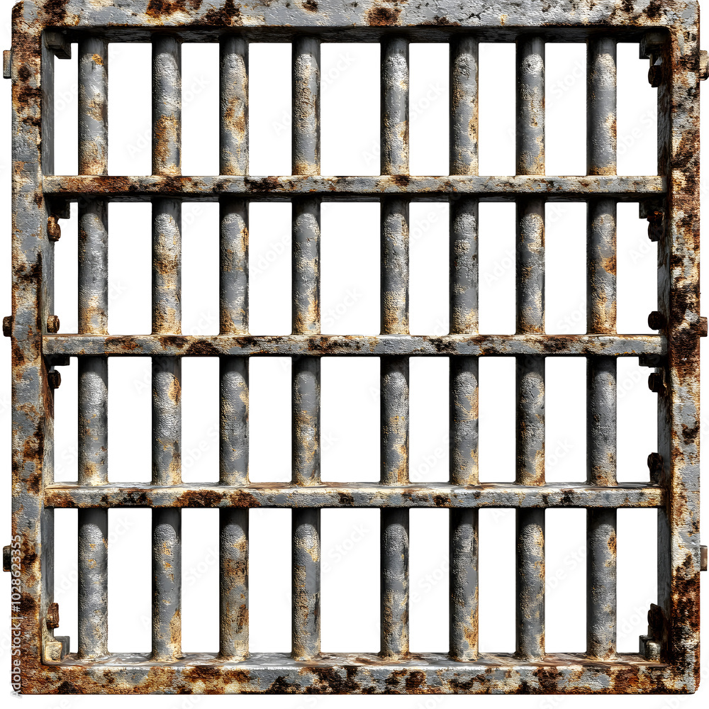 Rusty metal prison bars isolated on transparent background Stock Photo ...