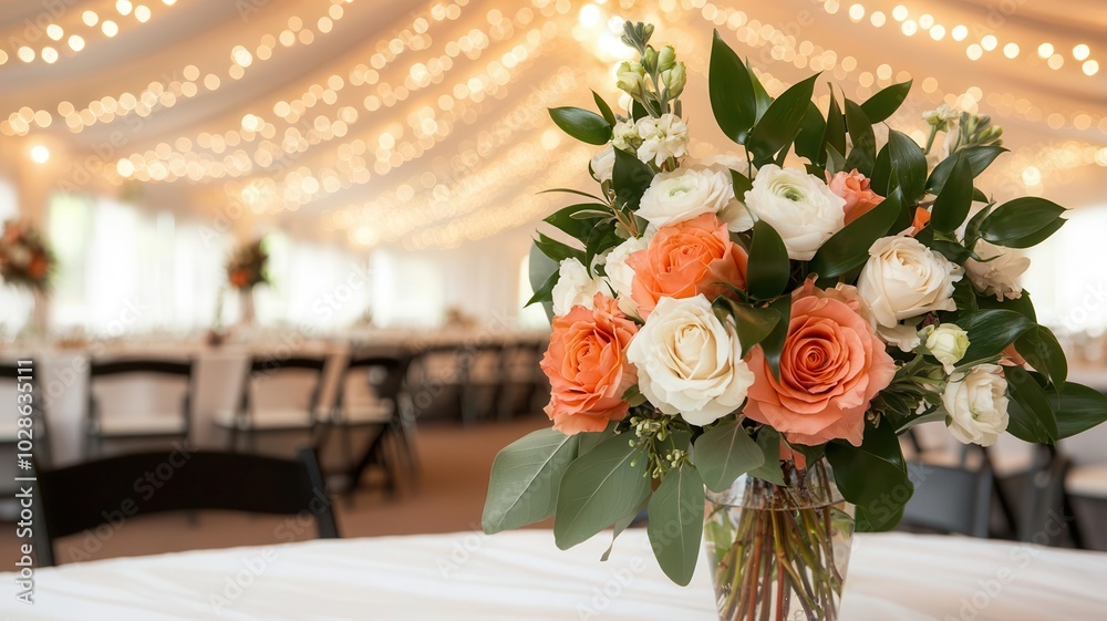 Tented garden wedding with fairy lights and soft draping, featuring a ...