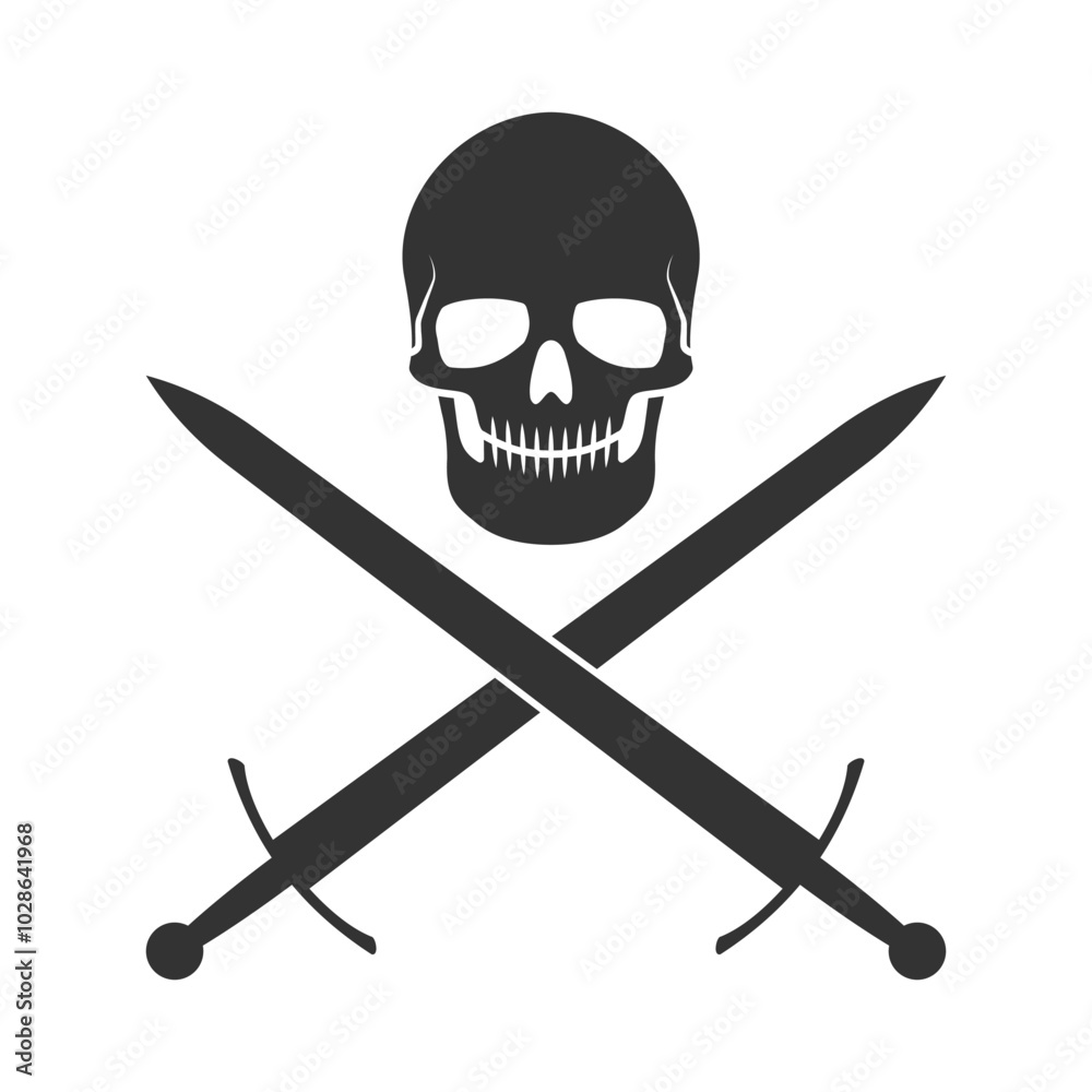 Skull and swords crossed. Crest symbol sign. Logo design. Vector ...