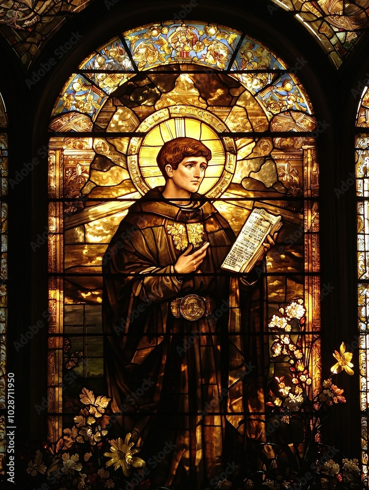 Stunning stained glass showcases Saint Paulinus, embodying his devotion ...