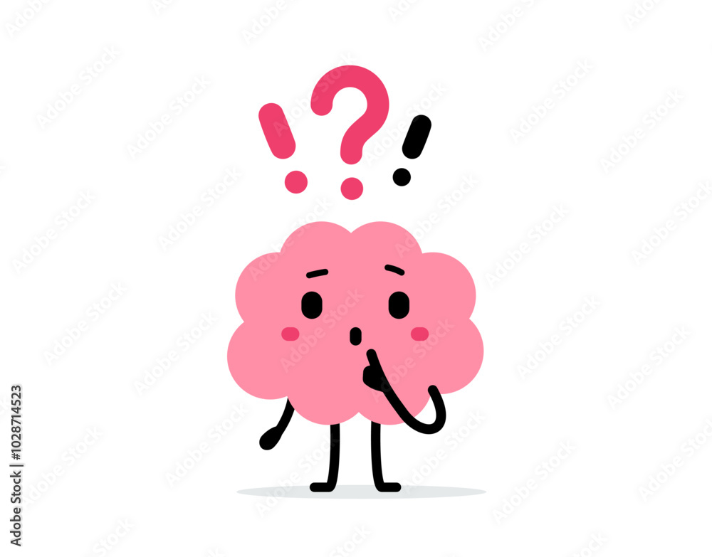 Vector cartoon illustration of cute happy brain kid character with ...