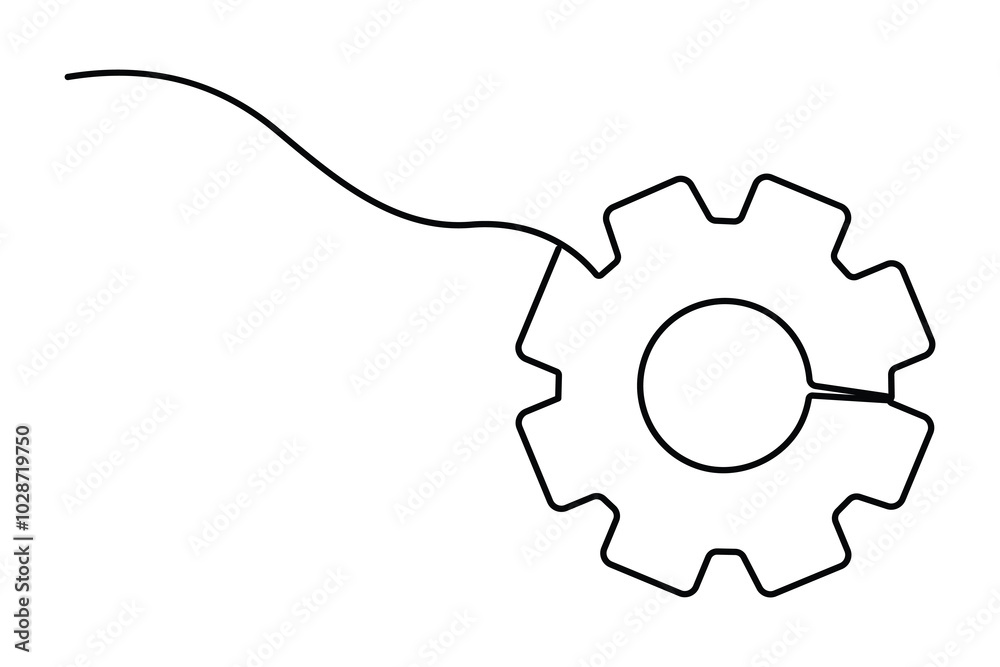 Continuous one line drawing of Setting icon isolated on white ...