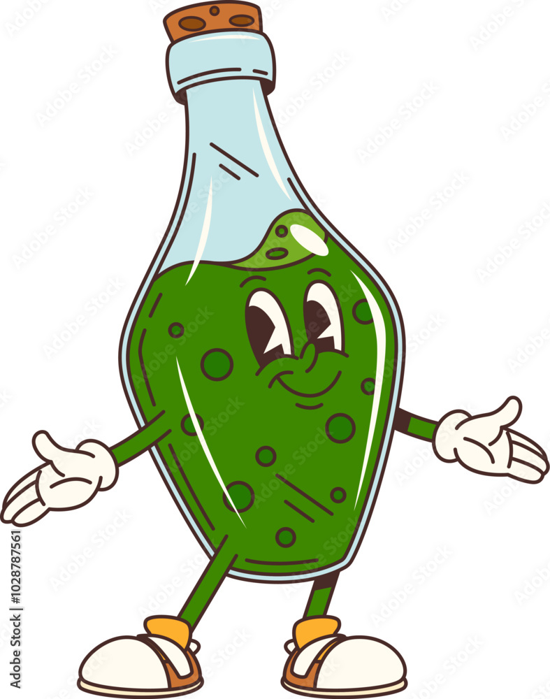 Groovy Halloween magic potion bottle character for horror night holiday ...