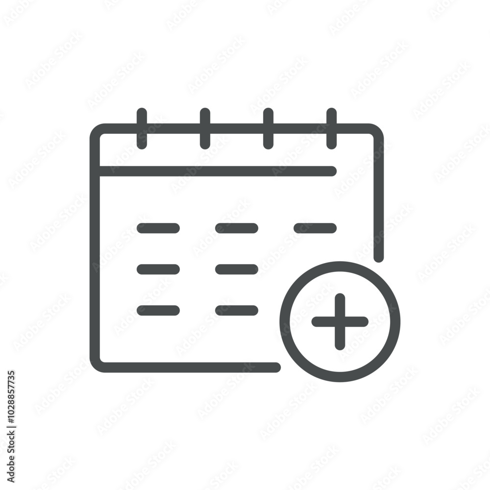 Calendar Icon with Plus Symbol for Adding Events, Task Scheduling, and ...