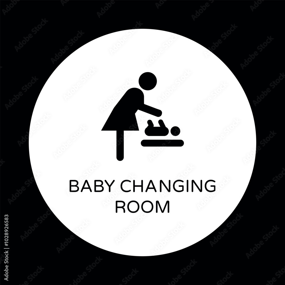 Diaper changing station room icon inversion. Toilet room sign for ...