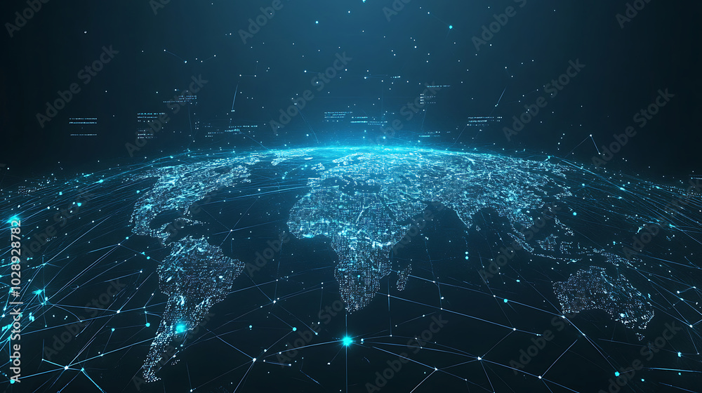high-tech background with dynamic masterpiece of geospatial data Stock ...