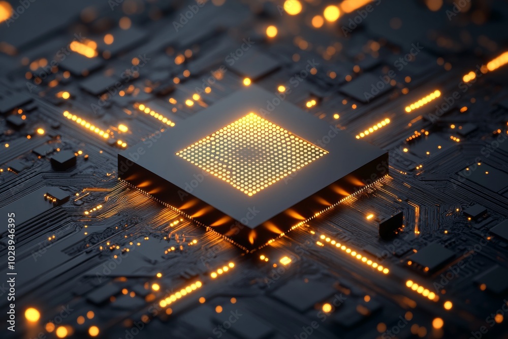An architectural rendering of a CPU technology background. A conceptual ...