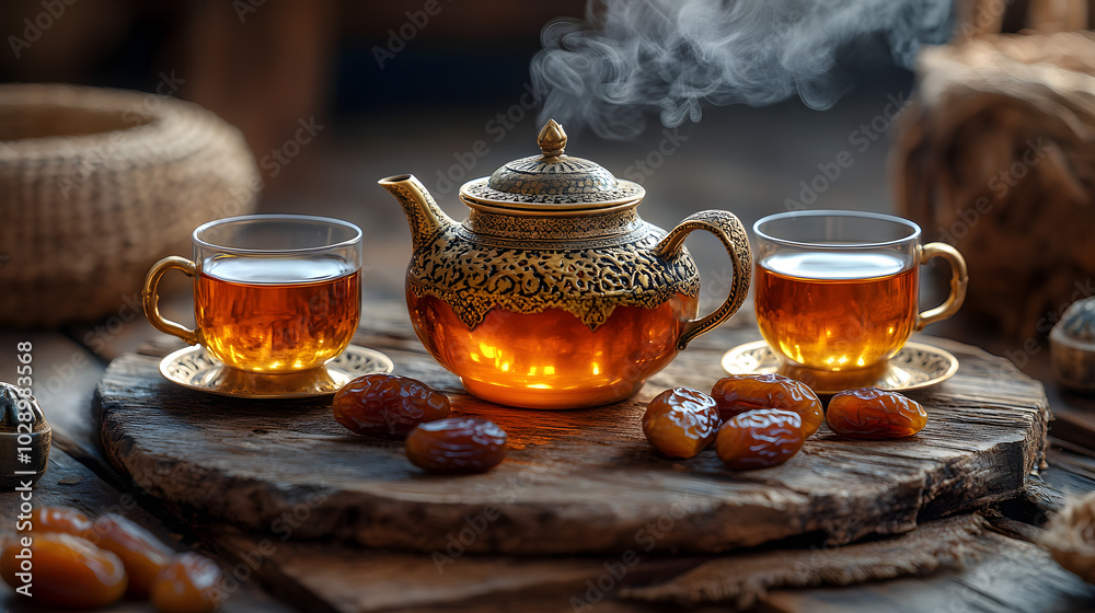 A Photograph of an Arabic-Style Teapot Pouring Coffee into a ...