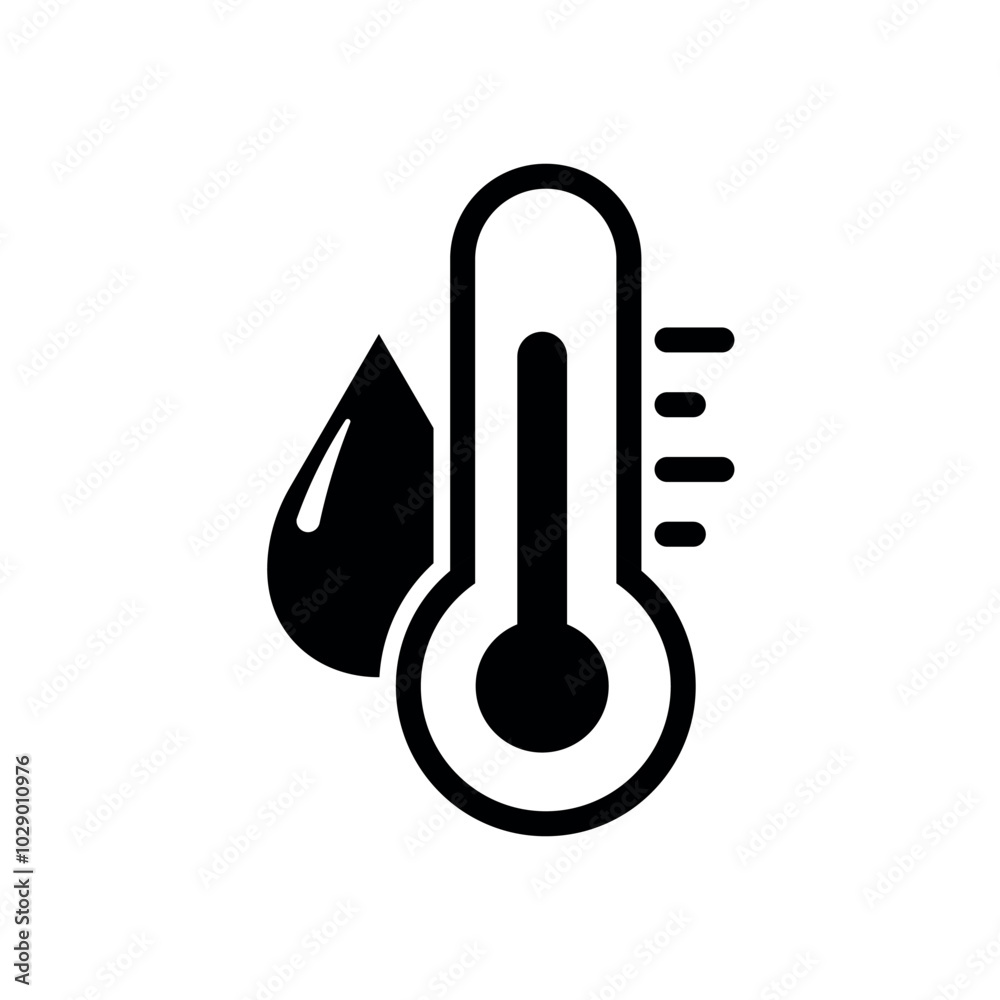 Vector Water Temperature Indicator Silhouette Flat Icon Design on White ...