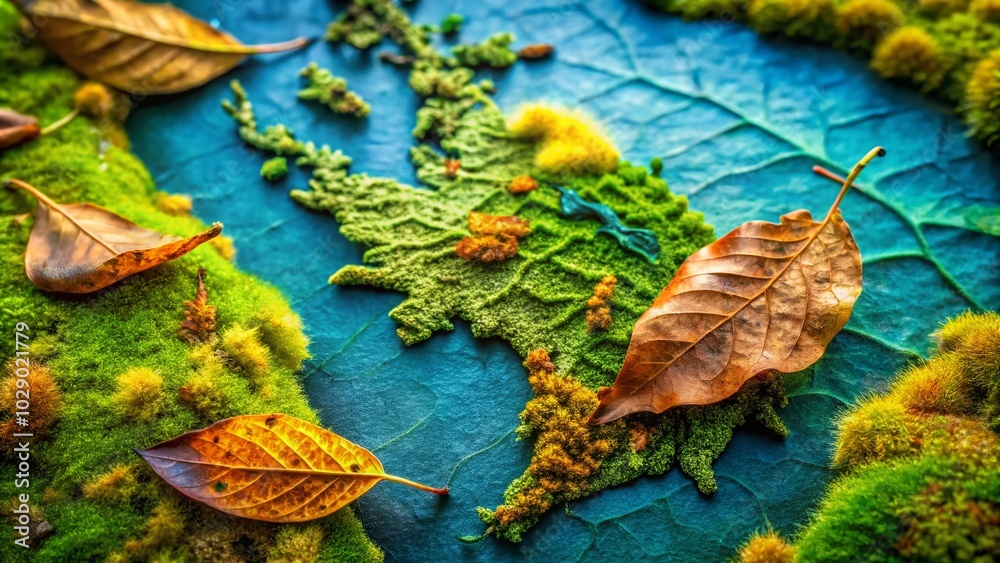 Macro Photography of South Island New Zealand Map with Natural Elements ...