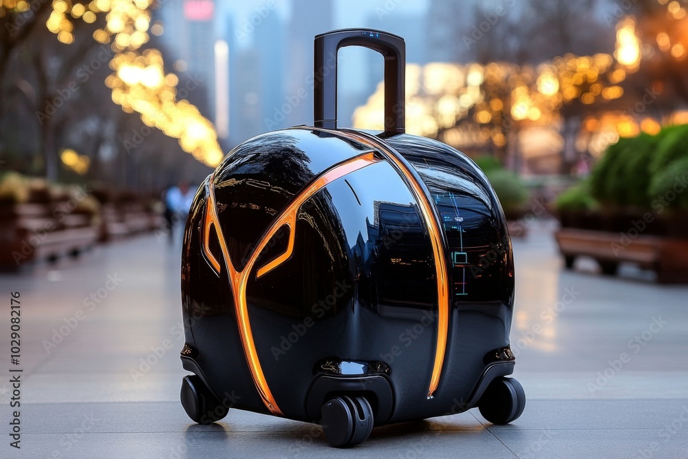 Futuristic travel luggage with smart features, including automatic ...