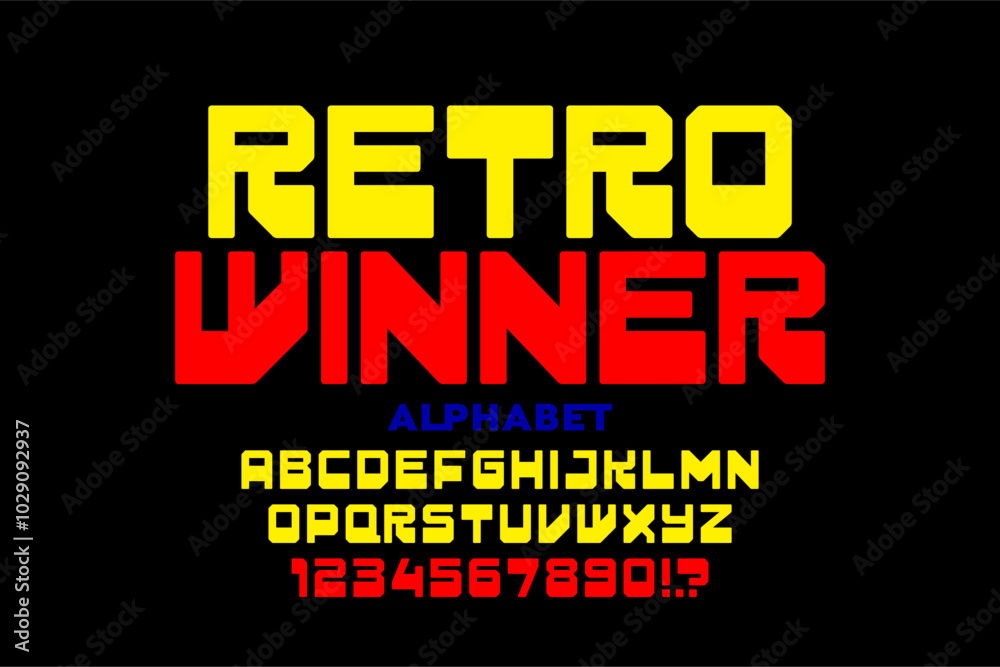 Retro Arcade Game Font: 80s Style Alphabet Letters and Numbers Vector ...