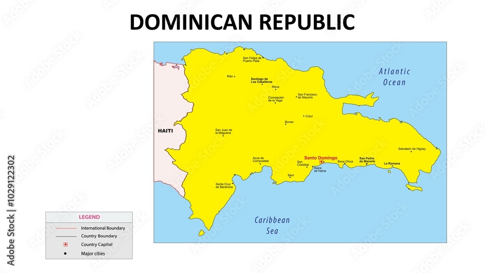 Dominican Republic Map. Major cities in Dominican Republic. Political ...