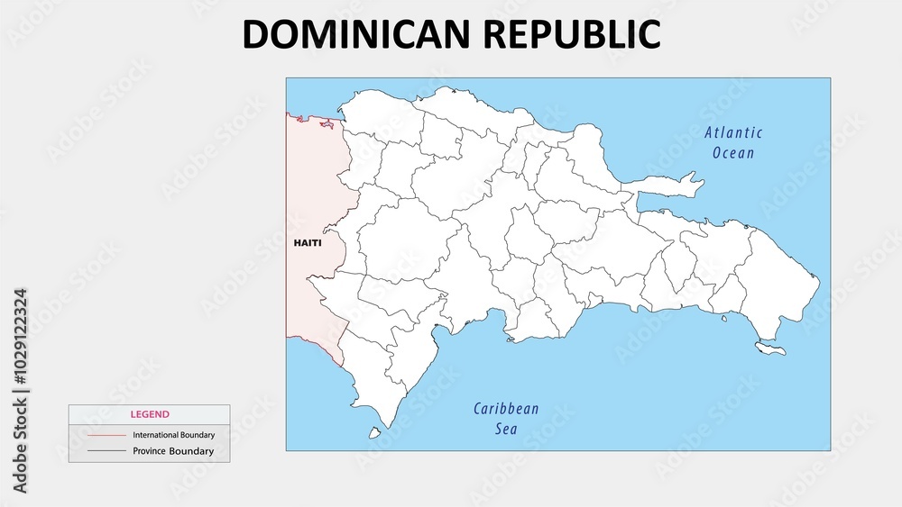 Dominican Republic Map. Political map of Dominican Republic with state ...