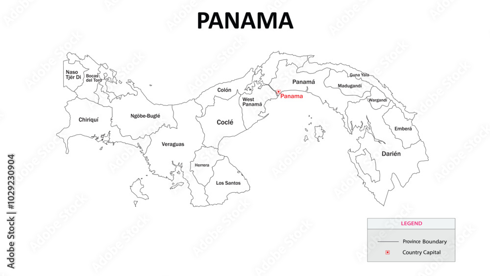 Vector de Stock Panama Map. State and district map of Panama ...