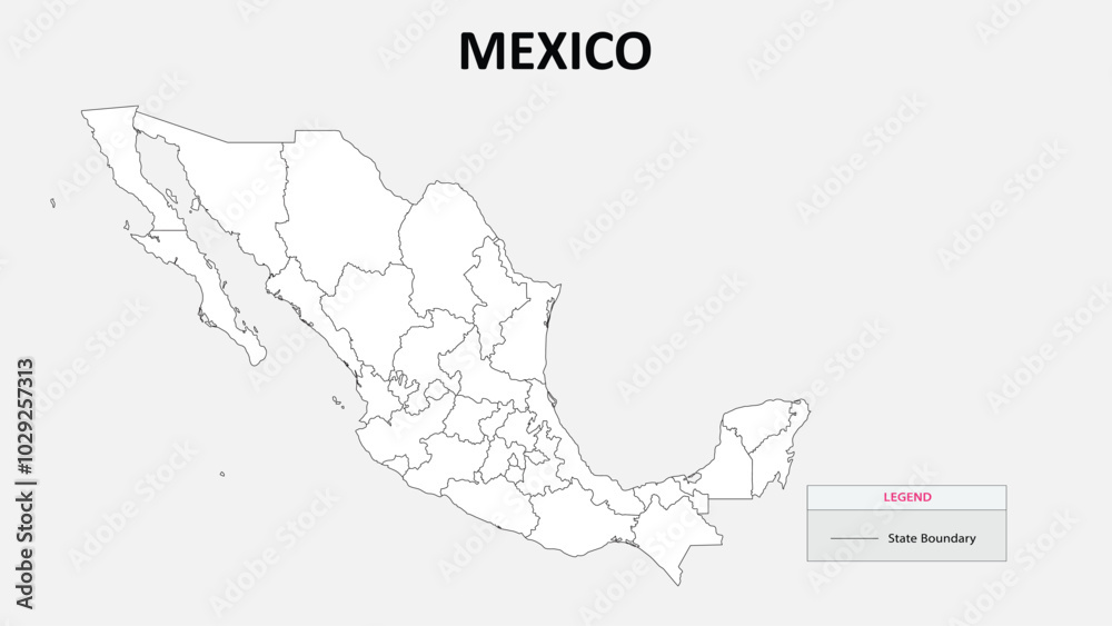 Mexico Map. State map of Mexico. Administrative map of Mexico with ...