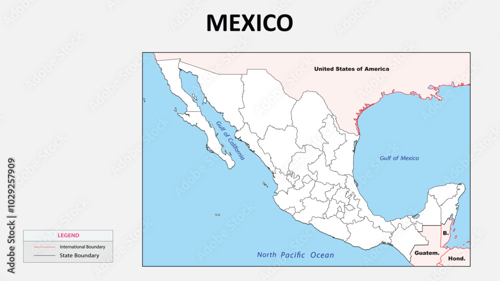 Vector de Stock Mexico Map. Political map of Mexico with state border ...