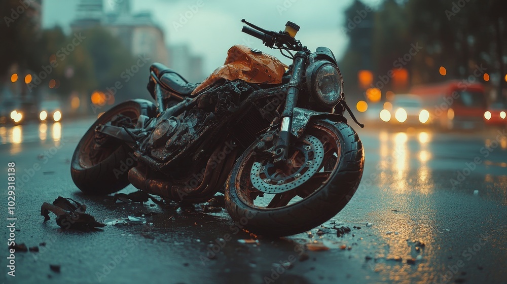 Devastating aftermath of a motorcycle crash on an urban street a visual ...