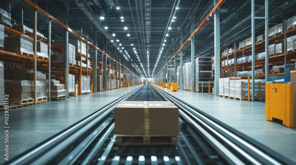 High-tech logistics center with integrated RFID tracking systems and ...