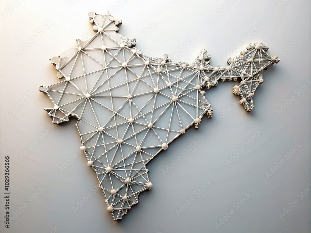 Geopolitical Connectivity in India: Map of Bharat Created with Points ...