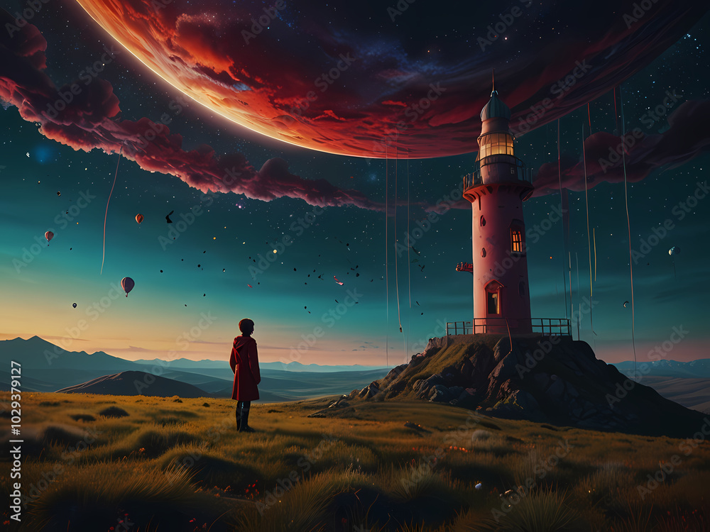 a mesmerizing, dreamlike, and intensely vibrant cinematic photograph ...