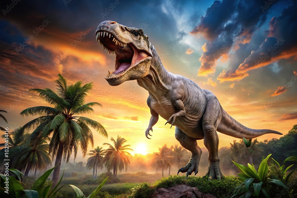 Prehistoric scene of power and dominance Stock Illustration | Adobe Stock