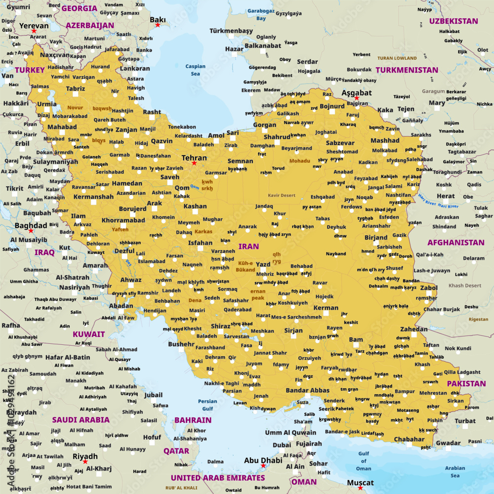 Simple political map of Iran Stock Vector | Adobe Stock