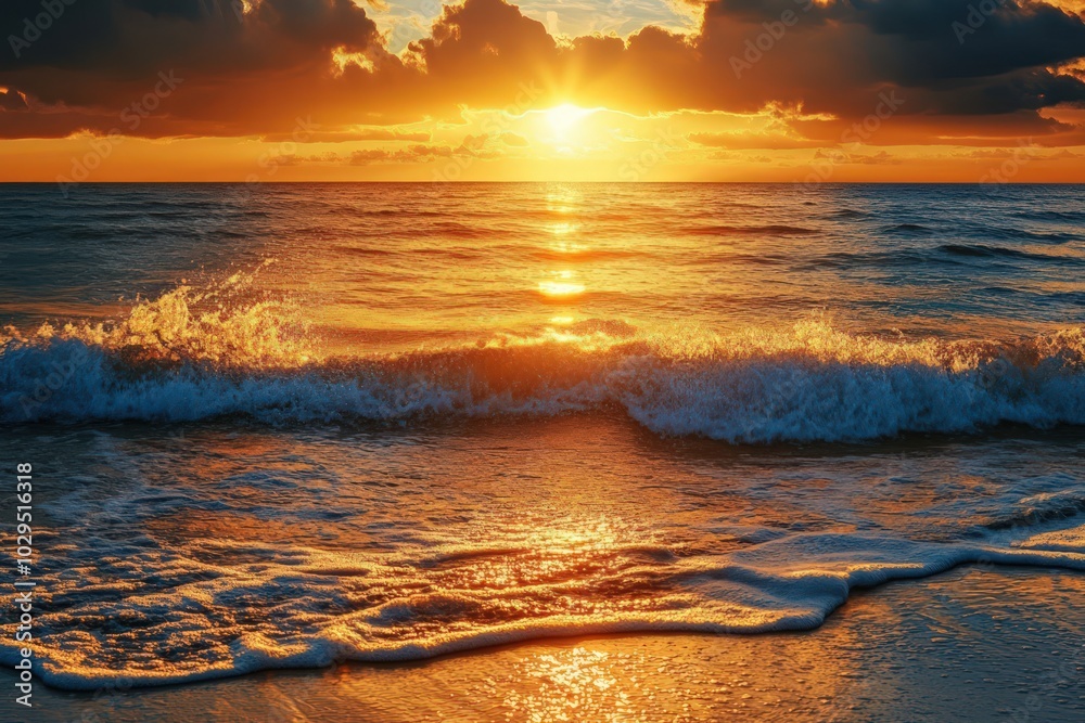 4k wallpaper a magical sunset with golden light reflecting on ocean ...