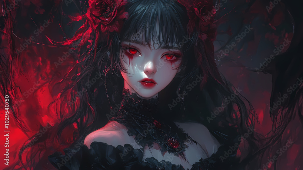 Cute Yandere Anime Girl with Horror Vibes Dark Wallpaper Stock ...