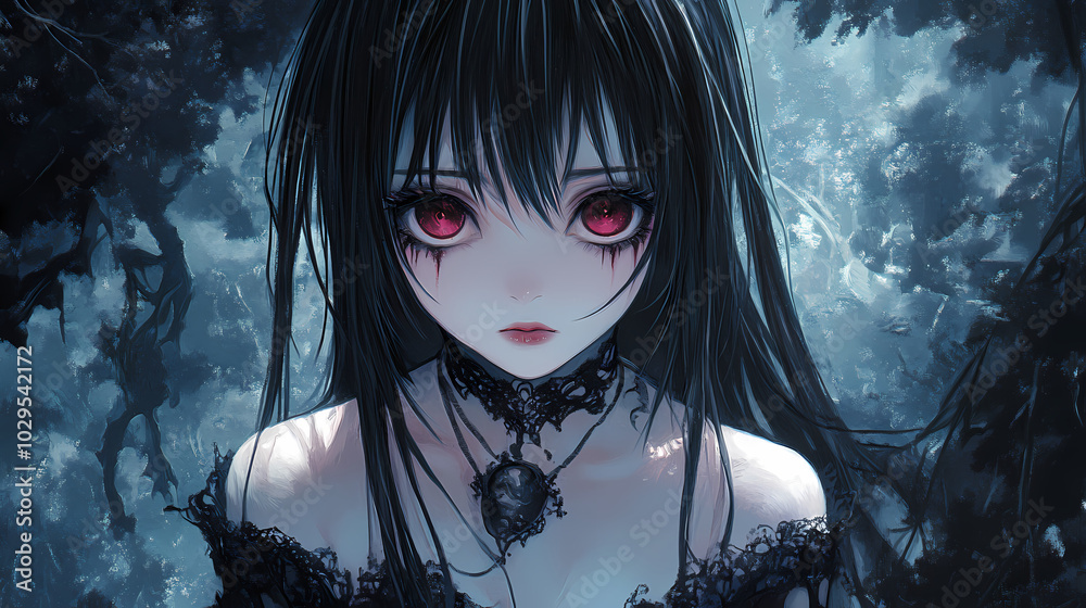 Cute Yandere Anime Girl with Horror Vibes Dark Wallpaper Stock ...