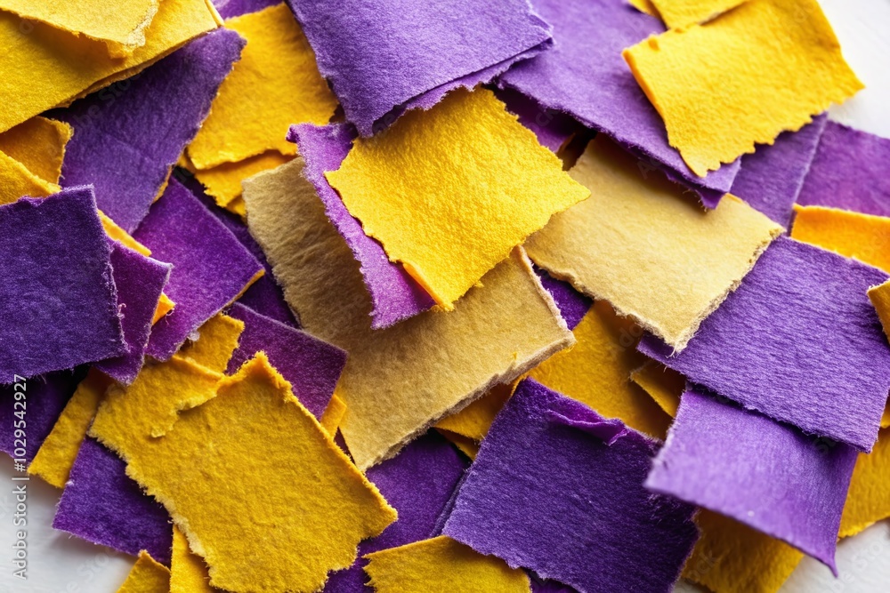 Purple and Yellow Torn Rectangles - Low Light Photography of Cut Tear ...