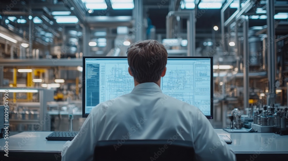 Engineering project overview: An engineer manages detailed technical ...