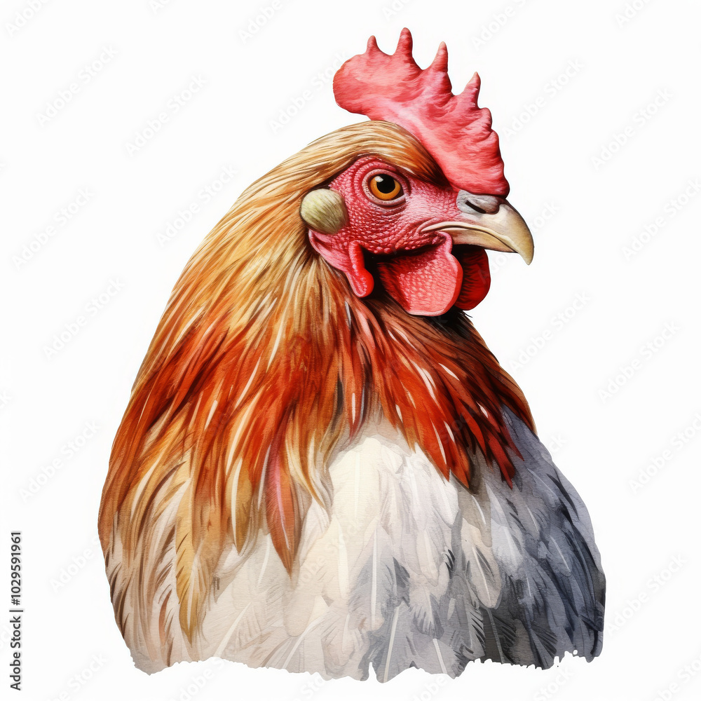 Realistic Chicken Illustration - Hen Portrait Art for Farmhouse Decor ...
