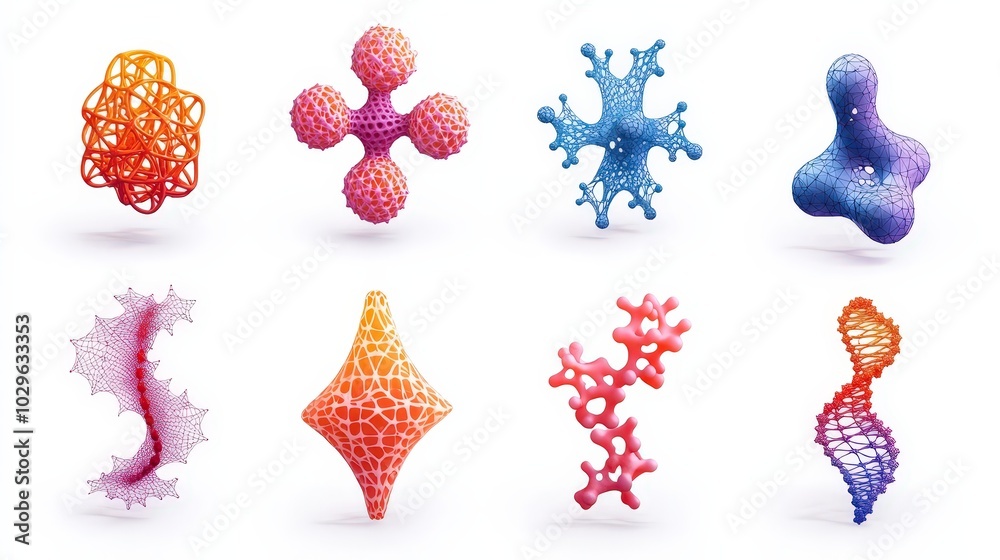 Playful Cytoskeleton Sprite Sheet Divider Icons in Flat Rubber Toy ...