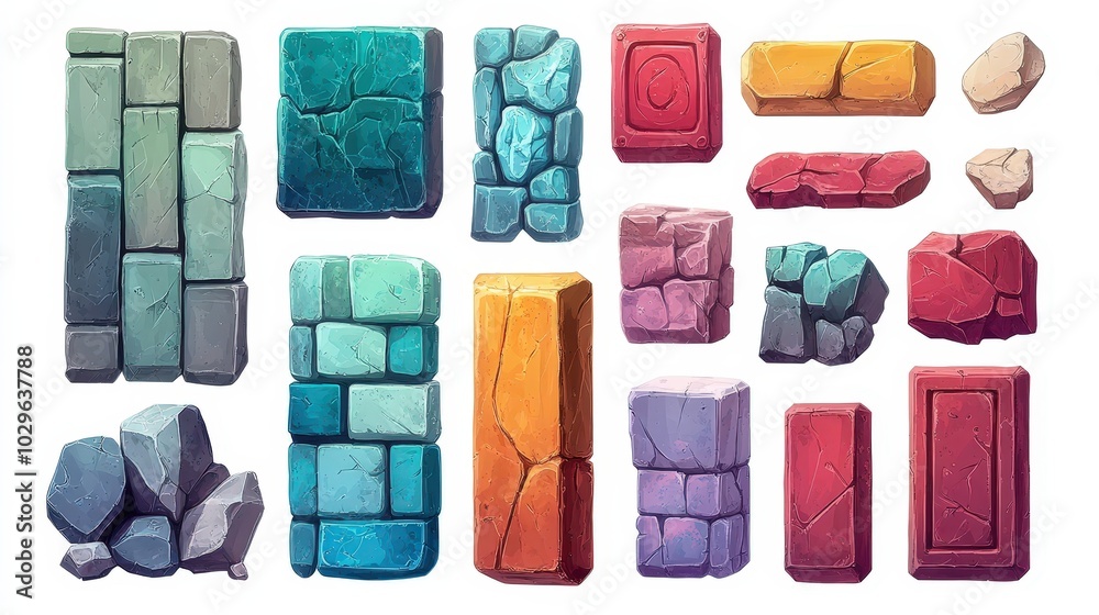 Playful Rubber Divider Icons Sprite Sheet for Game Assets and Websites ...