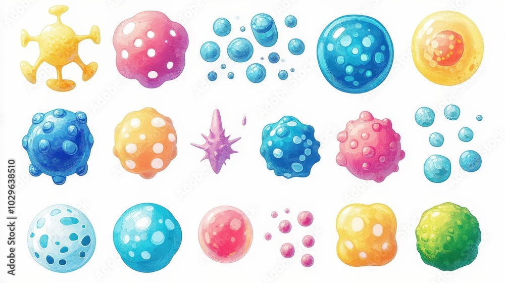 Playful Rubber Cell Membrane Divider Icons - Low Poly Minimalist ...